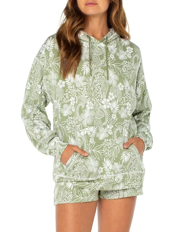 Roxy Printed Modal-blend Hoodie - Sage