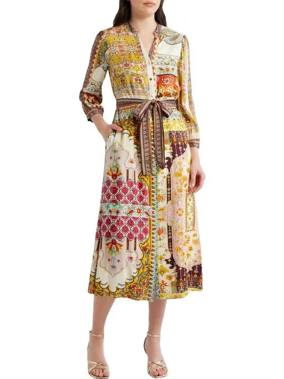 Elie Tahari Silk Blend Shirtdress - Baroque Print