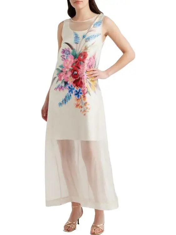 Elie Tahari Alexis Floral Print Satin Dress - Tiara Garden Print