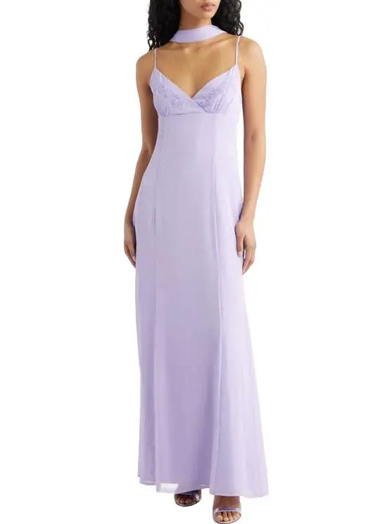 Princess Polly Jadira Open Back Maxi Dress & Scarf Set - Purple