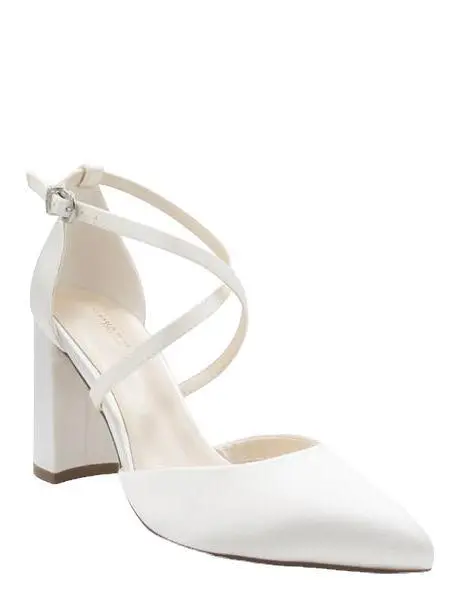 TOUCH UPS Ankle Strap Pointed Toe Pumps - Ivory