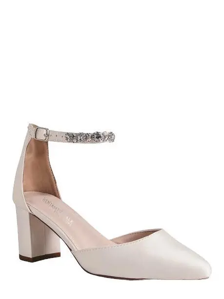 TOUCH UPS Julie Embellished Ankle Strap Pumps - Ivory