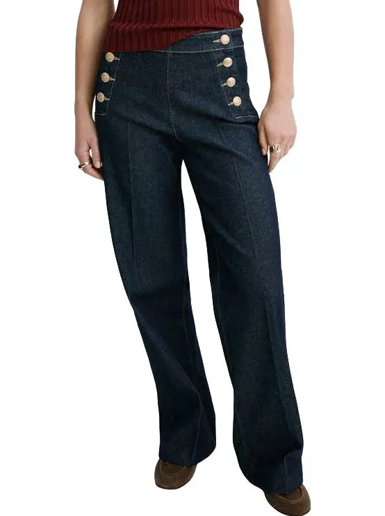 Mango Sailor Wide Leg Jeans - Open Blue