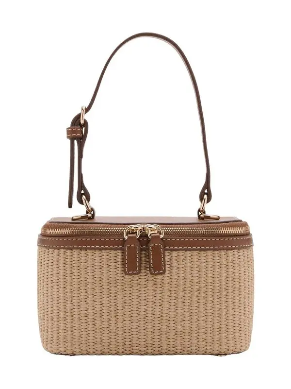Mango Raffia Toiletry Bag - Beige