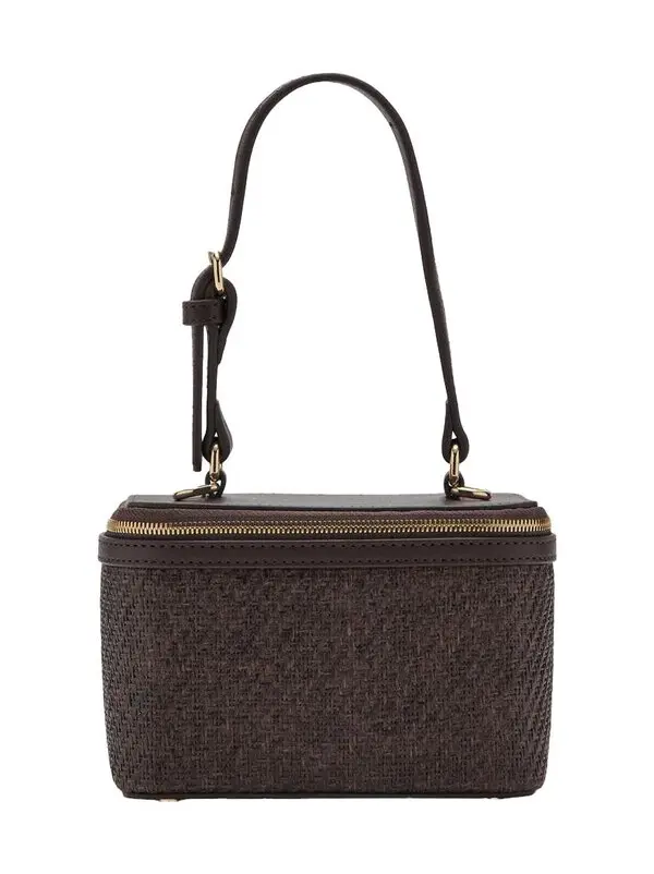 Mango Raffia Toiletry Bag - Chocolate