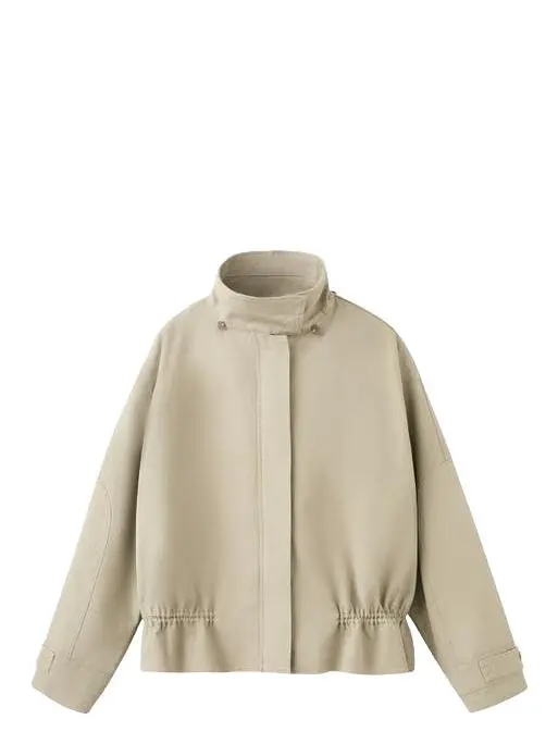 Mango High Neck Parka With Removable Hood - Khaki