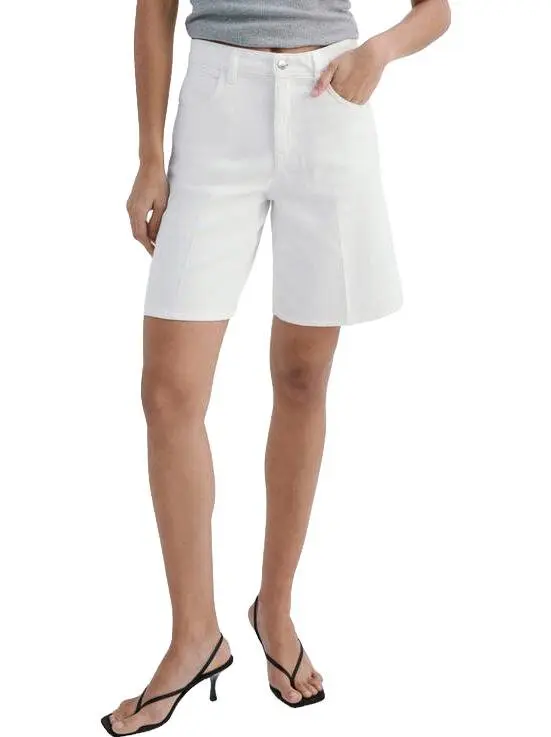 Mango High-waisted Mid-thigh Denim Shorts - White