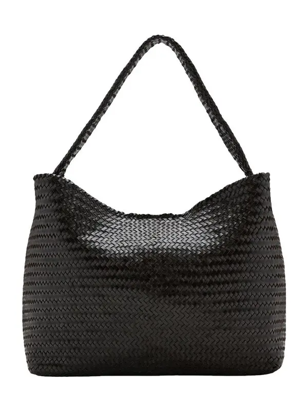 Mango Braided Leather Bucket Bag - Chocolate