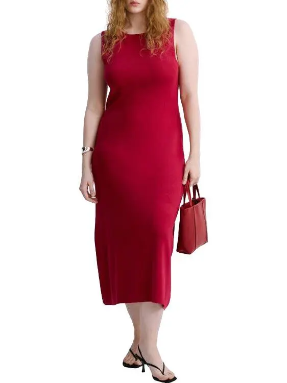Mango Sleeveless Knit Midi Dress - Red