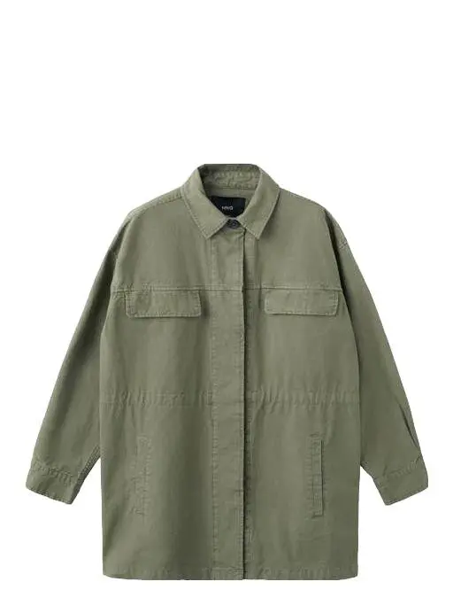 Mango Oversize Cotton Parka - Khaki Green