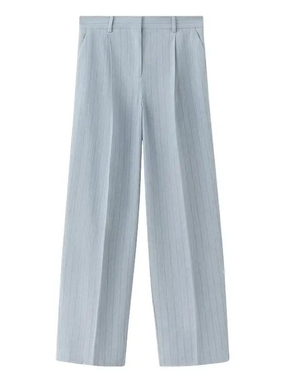 Mango Pleated Pinstripe Suit Pants - Blue
