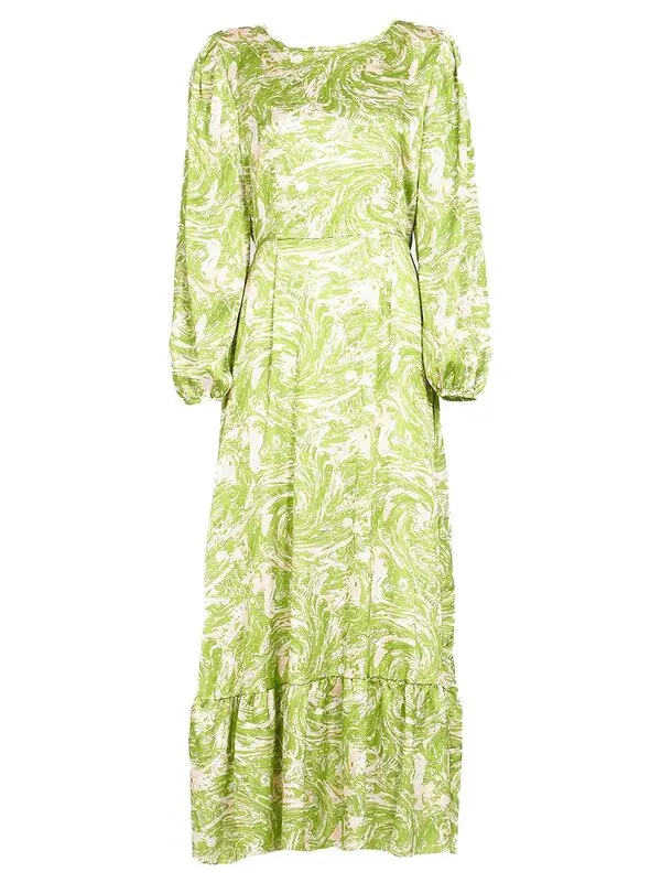 SOHUMAN Sustainable Printed Midi Dress - Green