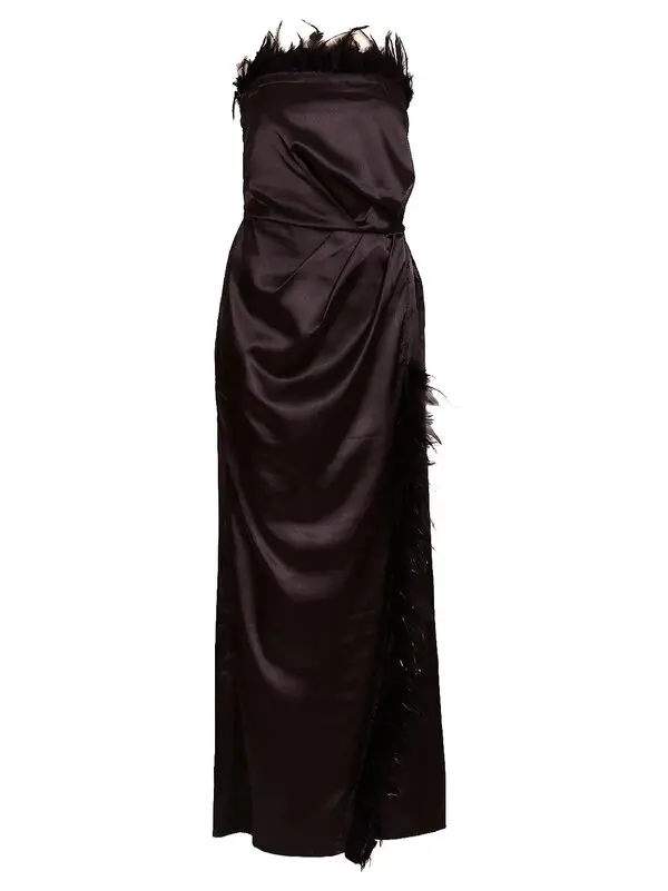 SOHUMAN Naomi Feather-trimmed Gown - Black