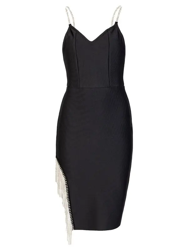 SOHUMAN Peis Midi Dress With Embellished Straps And Slit Detail - Black