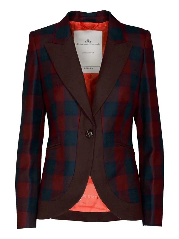 THE EXTREME COLLECTION Merlot Pattern Wool Blazer - Black/blue/brown/green/orange/red/yellow