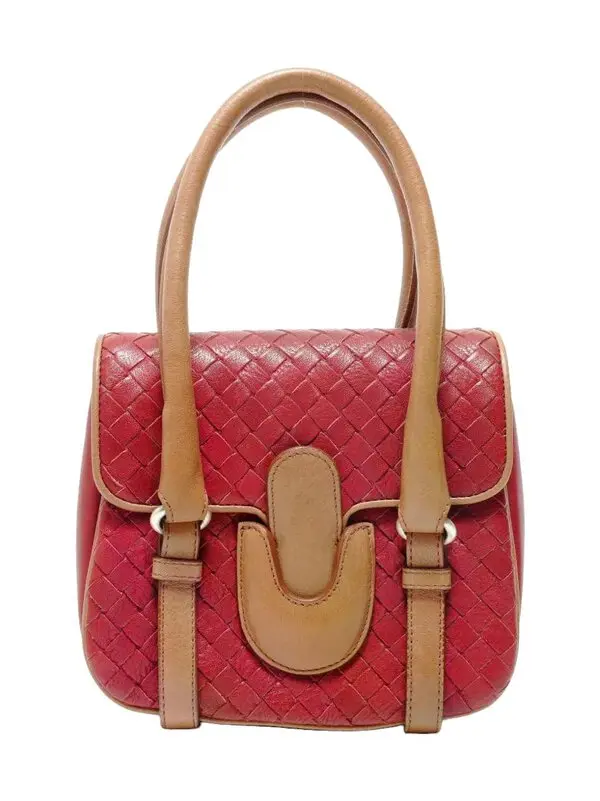 Bottega Veneta 2000-2010s Intrecciato Leather Handbag - Red