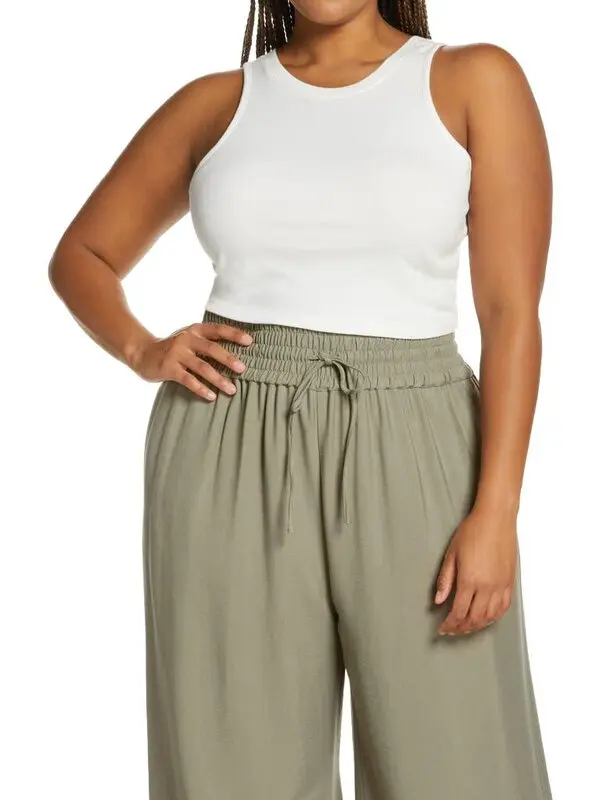 OPEN EDIT Reversible Organic Cotton Blend Tank Top - Ivory