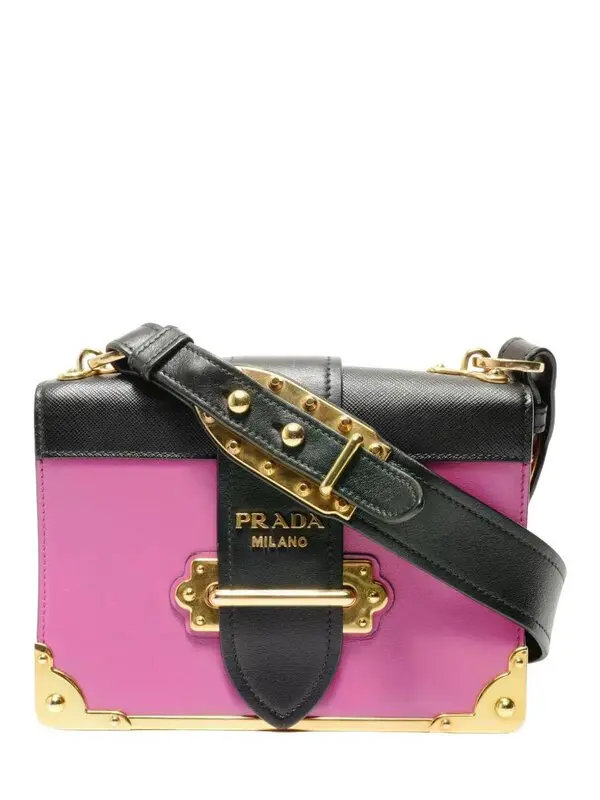 Prada Cahier Leather Shoulder Bag - Pink
