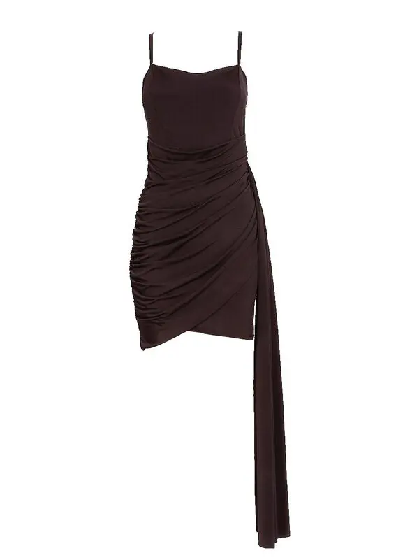 SOHUMAN Spaghetti Strap Draped Gown - Black