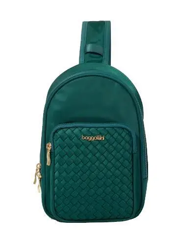 BAGGALLINI Waverly Woven Sling - Jade Woven Twill