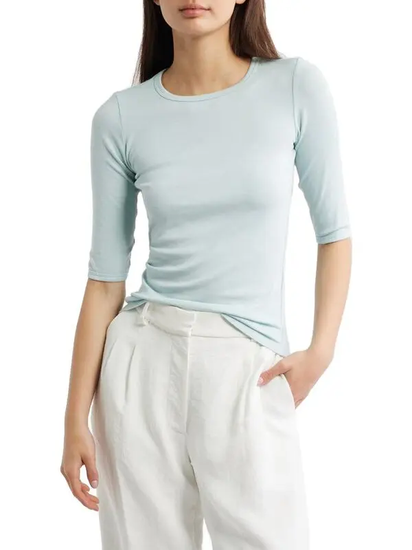 ARTLESS FOREVER Three-quarter Sleeve Crewneck Top - Light Blue