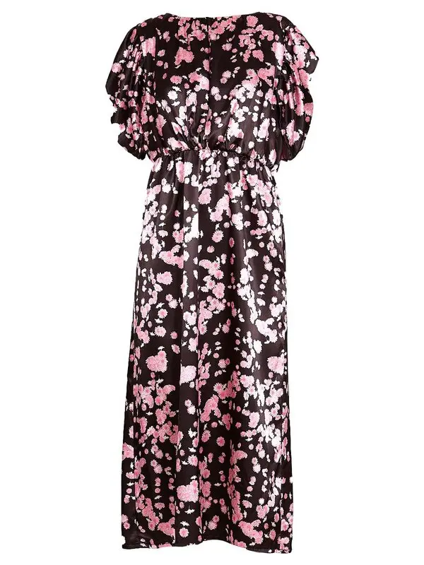 SOHUMAN Pesut Floral Print Midi Dress - Black