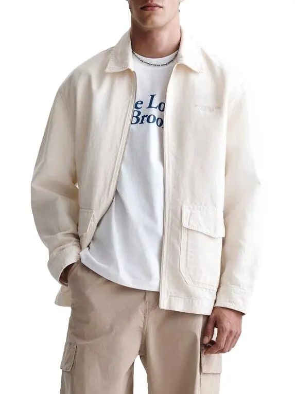 Brooklyn Industries Garment Dyed Cotton & Linen Zip Overshirt - Sand Shell
