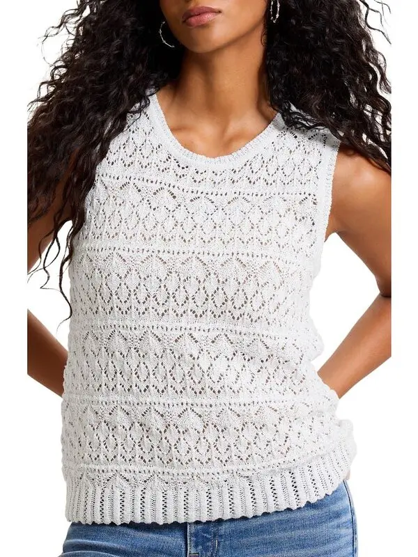 Tommy Bahama Sleeveless Crochet Sweater - White