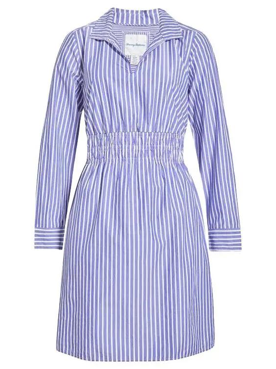 Tommy Bahama Sunlit Stripe Long Sleeve Shirtdress - Bold Blue