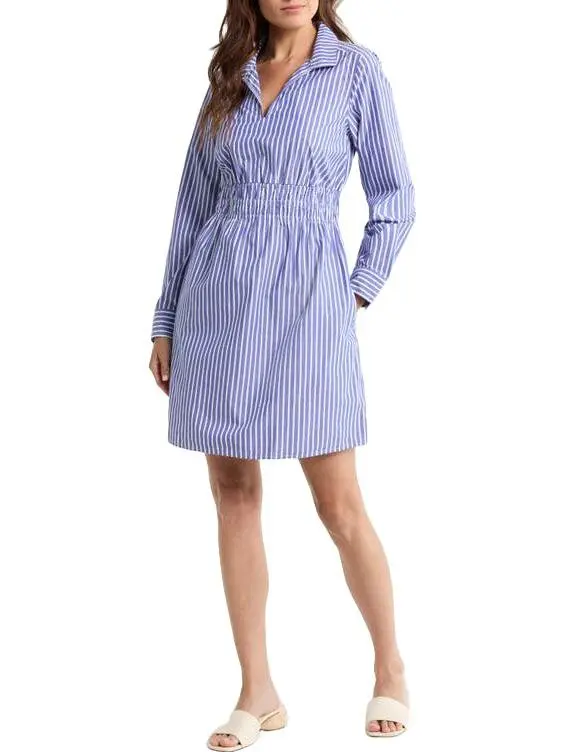 Tommy Bahama Sunlit Stripe Long Sleeve Shirtdress - Bold Blue