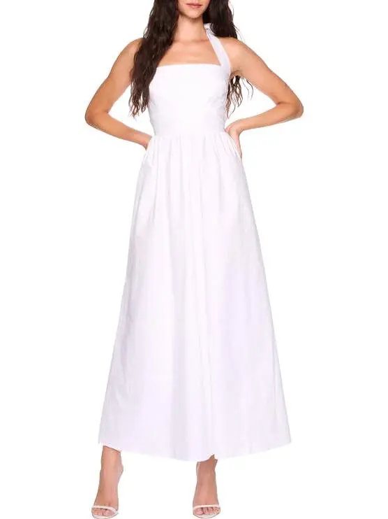 Susana Monaco Halter Neck Cotton Poplin Maxi Dress - Sugar