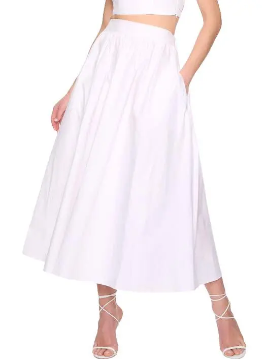 Susana Monaco Cotton Poplin Midi Skirt - Sugar
