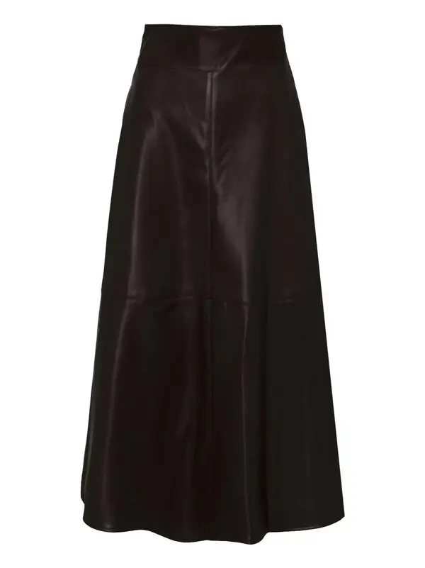 THE EXTREME COLLECTION High Waist Faux Leather Midi Skirt - Brown