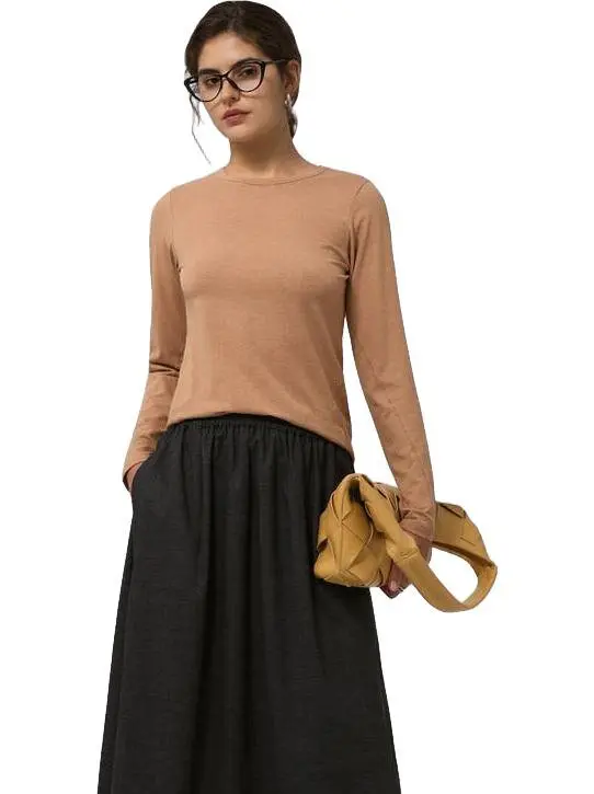 JUANA Hemp & Organic Cotton Blend Long Sleeve Tee - Fawn