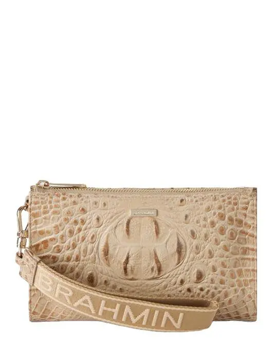 Brahmin Adia Croc Embossed Leather Wristlet - Sandstorm