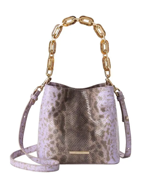 Brahmin Mod Mini Amelia Croc Embossed Leather Top Handle Bucket Bag - Sheer Lavender