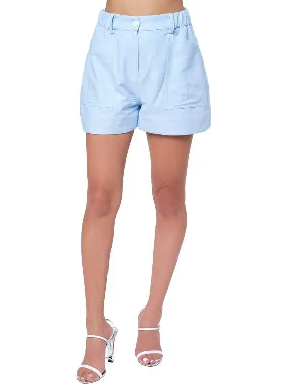 CIEBON Susana Cotton Blend Shorts - Light Blue
