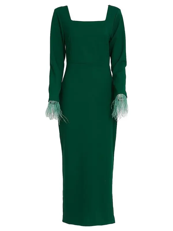 SOHUMAN Filies Feather Trimmed Midi Dress - Brown