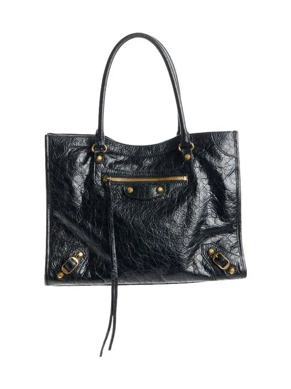Balenciaga Small Le City Crinkled Leather Tote - 1000 Black