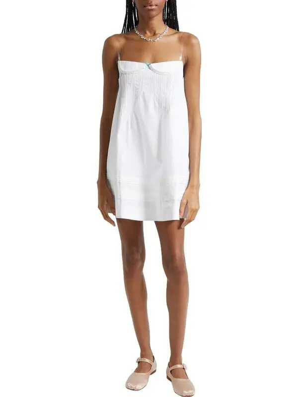 Sandy Liang Patsy Cotton Pintuck Minidress - White