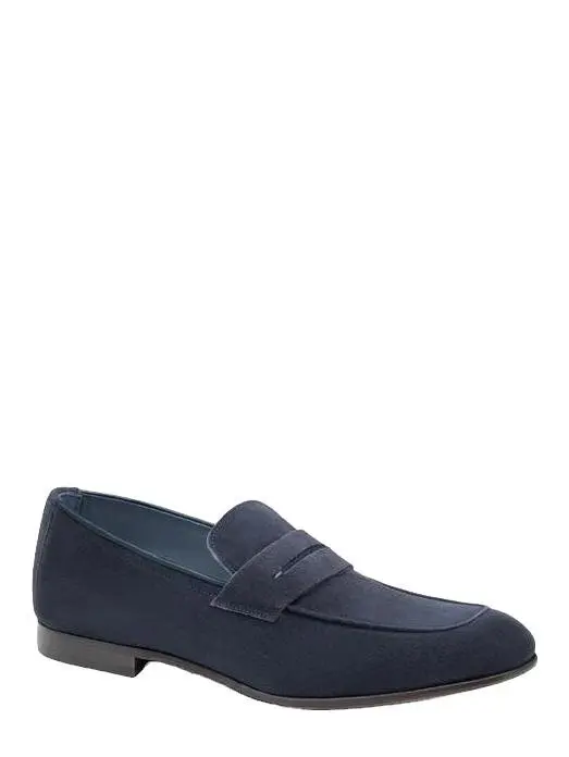 Johnston & Murphy Taylor Suede Penny Loafers - Navy Italian Suede