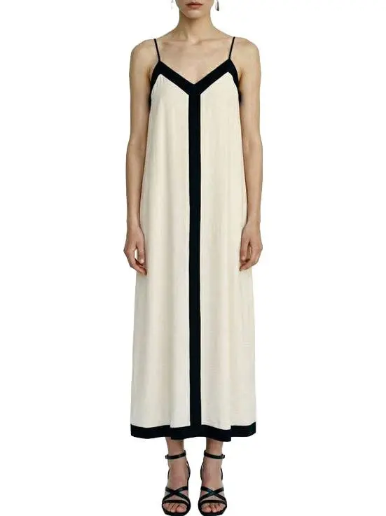 Vero Moda Denise V-neck Midi Dress - Birch Detail Black