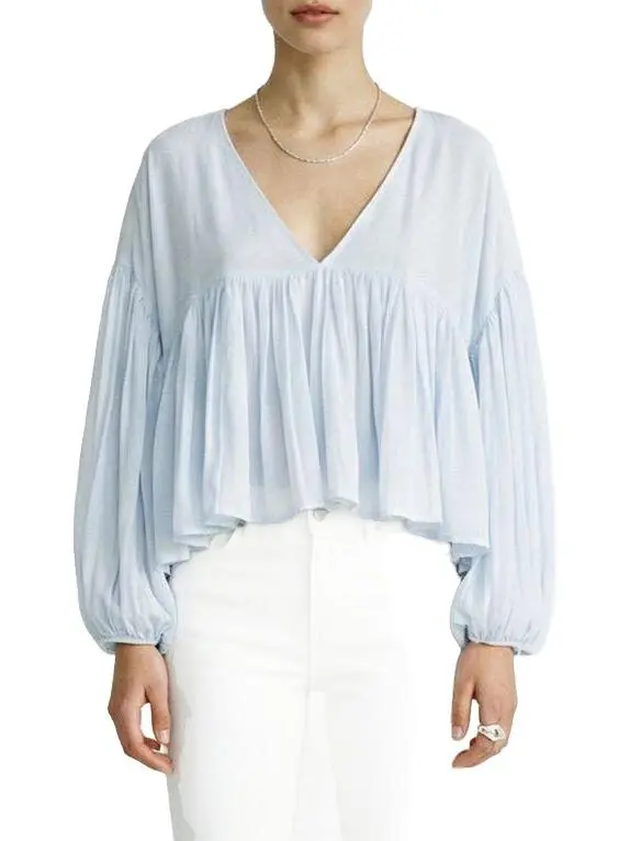 Vero Moda Balloon Sleeve V-neck Top - Skywriting