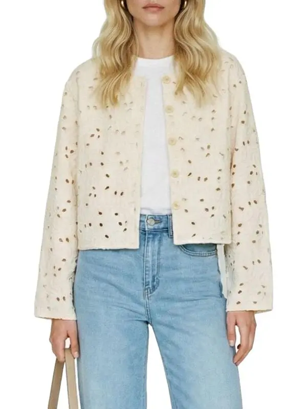 Vero Moda Karly Cotton Broderie Jacket - Ecru