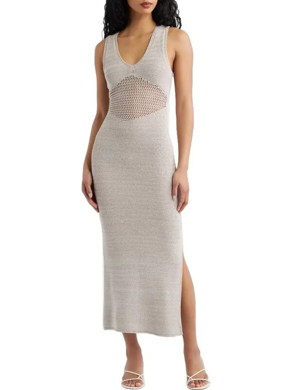 Torn By Ronny Kobo Melanie Crochet Body-con Midi Dress - Sand/with
