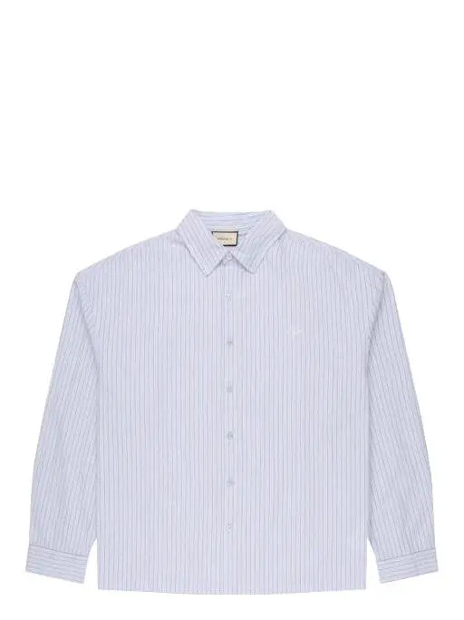 VOUSETI Off Court Boxy Fit Stripe Cotton Button-up Shirt - Light Blue