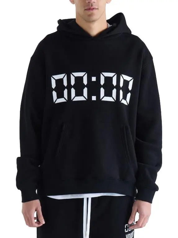 VOUSETI Us Against Time" Cotton-blend Fleece Hoodie - Black