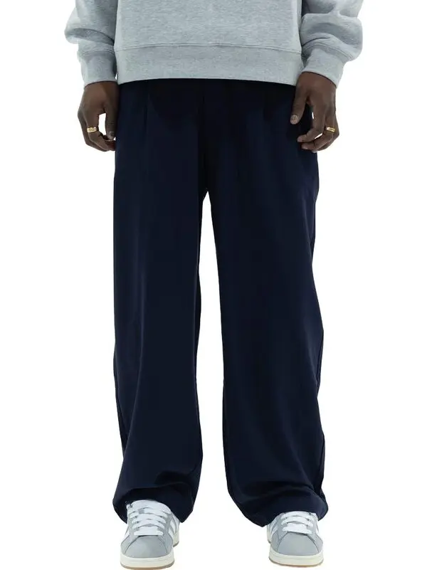 VOUSETI Pleated Relaxed Fit Trousers - Navy