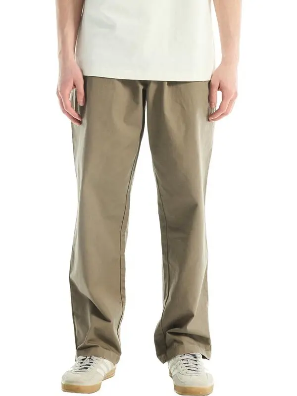 VOUSETI Relaxed Fit Tailored Cotton Pants - Coffee