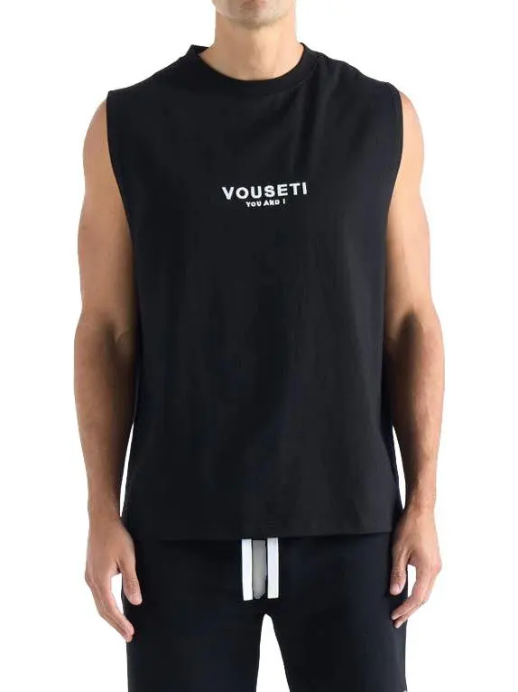 VOUSETI Cotton Graphic Tank - Black